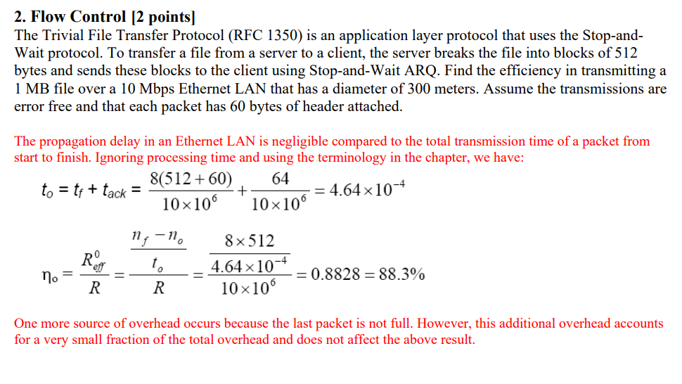 Solved 2. Flow Control [ 2 points] The Trivial File Transfer | Chegg.com