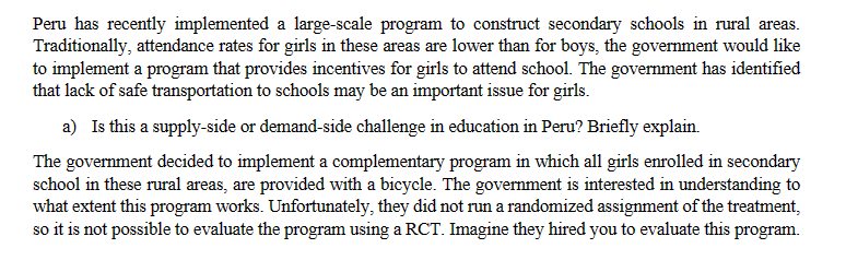 Solved Peru has recently implemented a large-scale program | Chegg.com