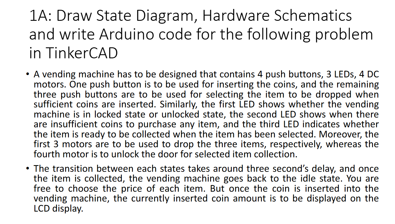 Solved 1A: Draw State Diagram, Hardware Schematics and write | Chegg.com