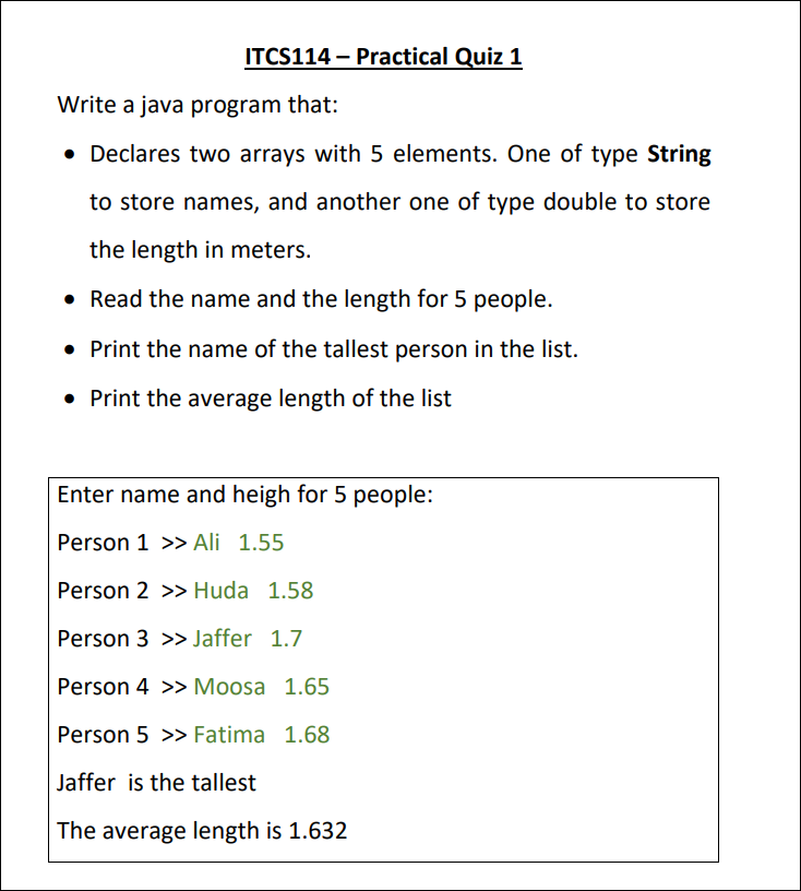 Solved Write a java program that: - Declares two arrays with | Chegg.com