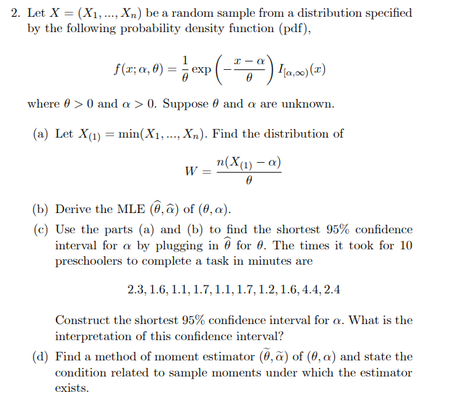 Solved Let X=(X1,…,Xn) be a random sample from a | Chegg.com