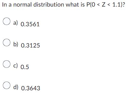 Solved In a normal distribution what is P(0 | Chegg.com