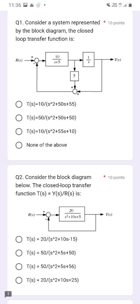 Solved Q1. Consider a system represented ⋆10 points by the | Chegg.com