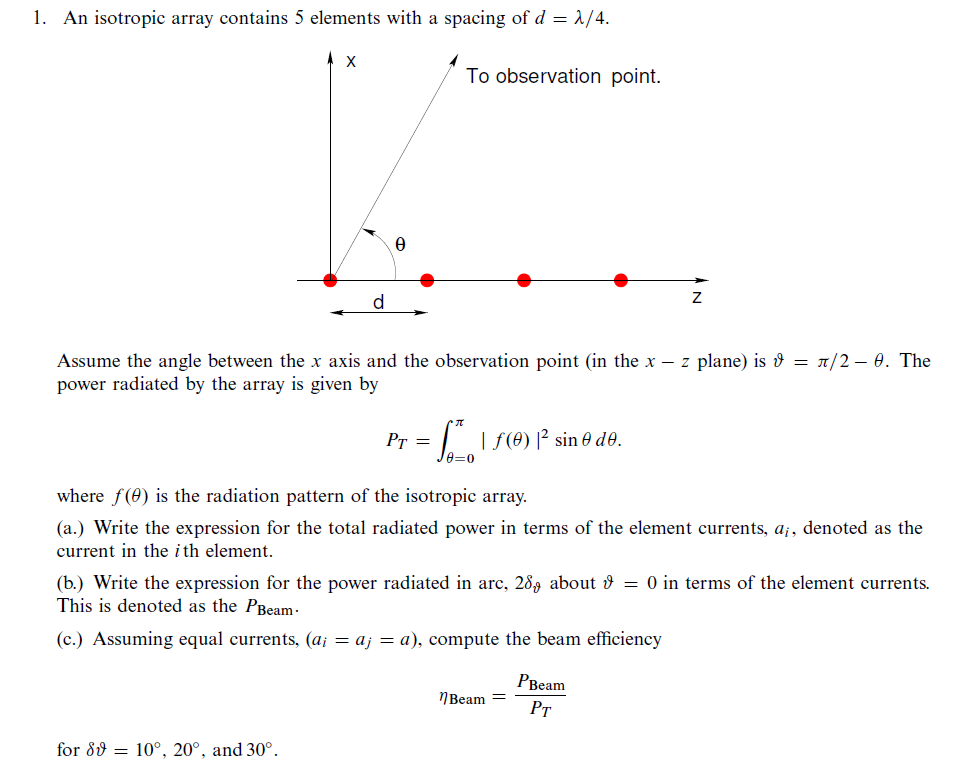 1. An isotropic array contains 5 elements with a | Chegg.com