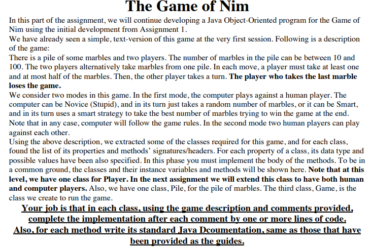 Solved The Game of Nim In this part of the assignment, we | Chegg.com