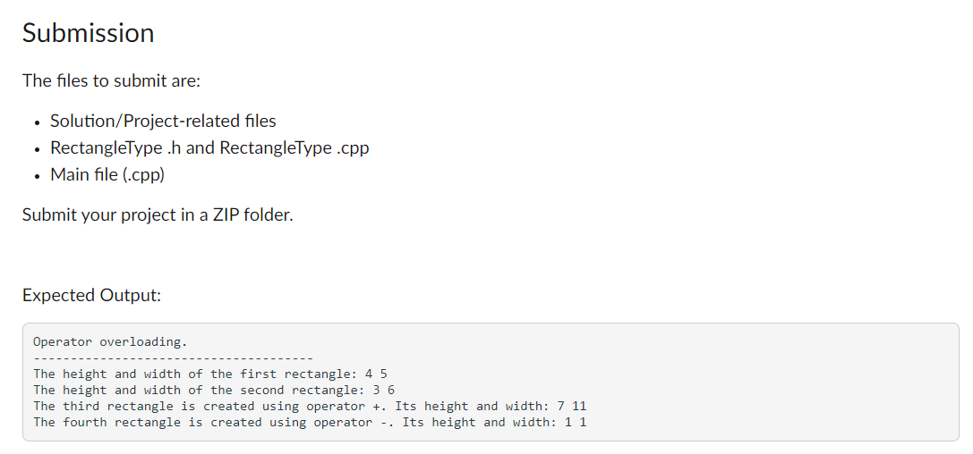 Solved Assignment's instructions RectangleType class | Chegg.com