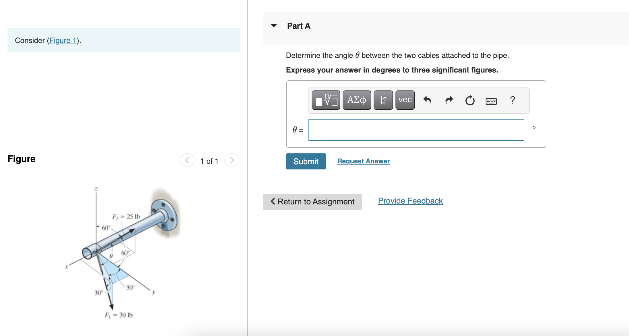 Solved Part AConsider (Figure 1).FigureDetermine the angle θ | Chegg.com