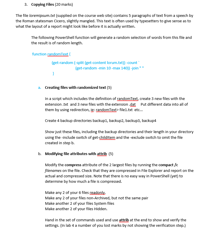 Part I: Exploring Basic File Attributes (25 marks) | Chegg.com