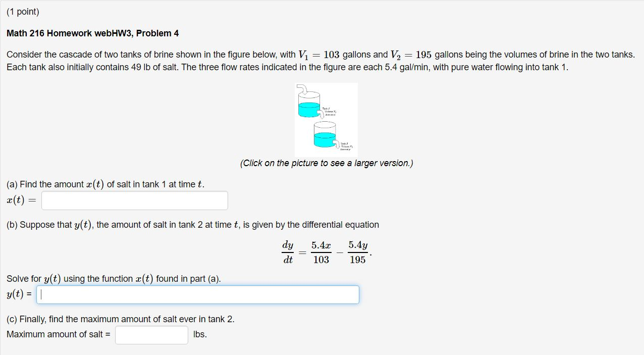 Solved (1 point) Math 216 Homework webHW3, Problem 4 | Chegg.com