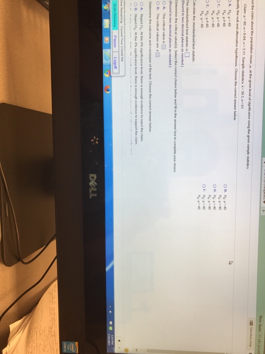 Solved Calculate The Standardized Test Statistic The 0901