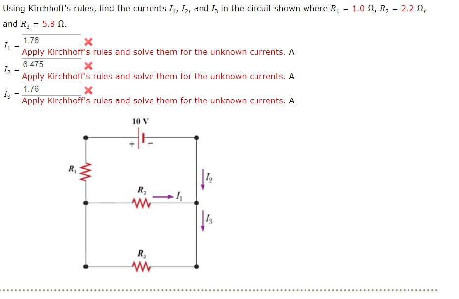 Solved Using Kirchhoff's rules, find the currents 11, 12, | Chegg.com