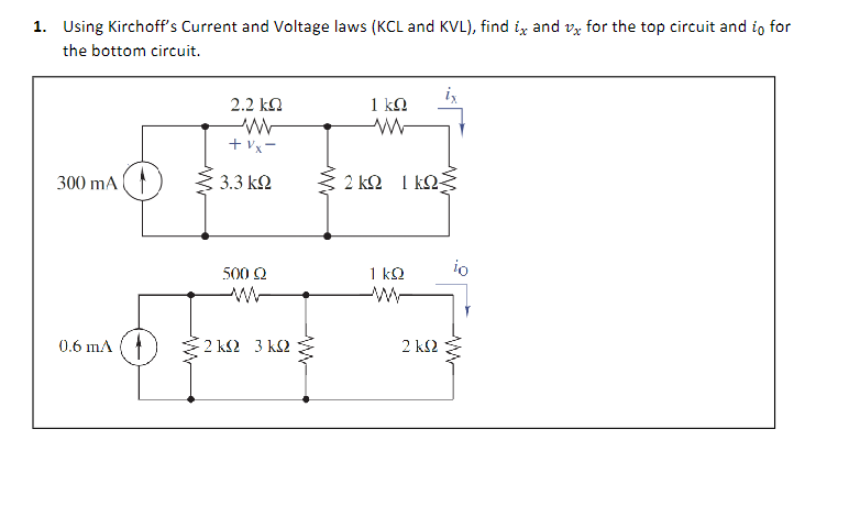 Solved Using Kirchoff's Current and Voltage laws (KCL and | Chegg.com