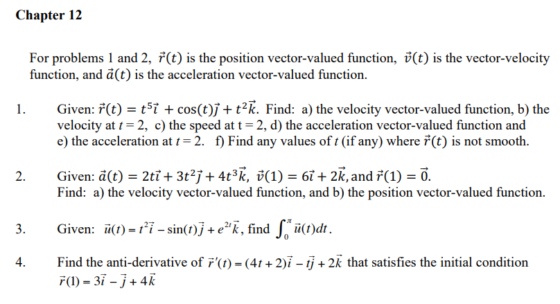 Solved For problems 1 and 2,r(t) is the position | Chegg.com