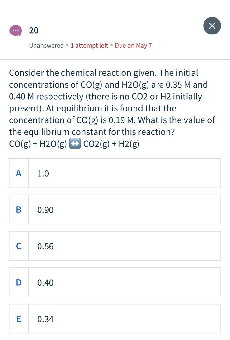 Solved 20 Unanswered •1 attempt left. Due on May 7 Consider | Chegg.com