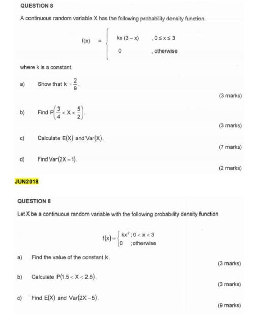 Solved A continuous random variable X has the following | Chegg.com