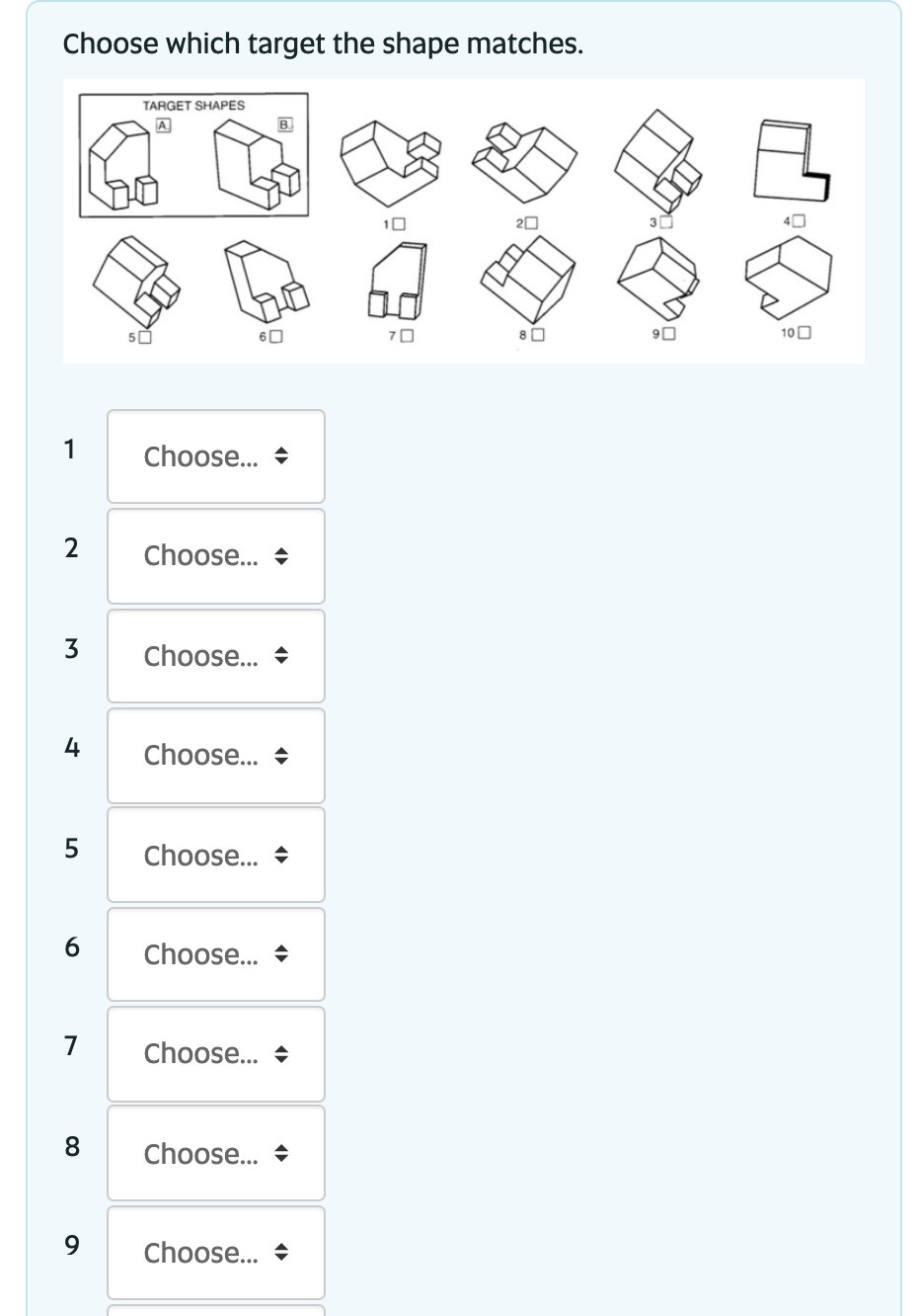 Solved Choose which target the shape matches. TARGET SHAPES | Chegg.com