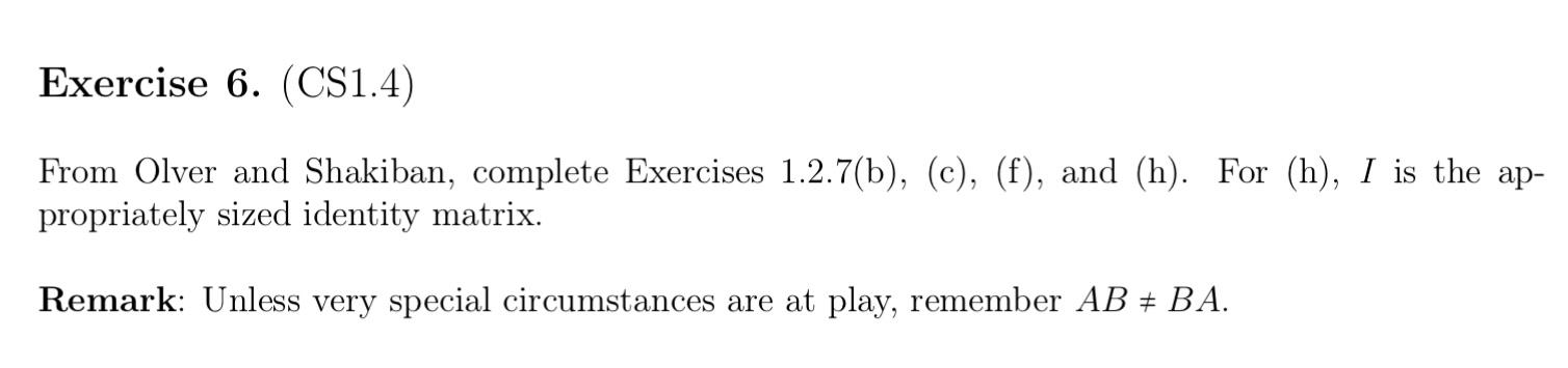 Solved Exercise 6. (CS1.4) From Olver and Shakiban, complete | Chegg.com