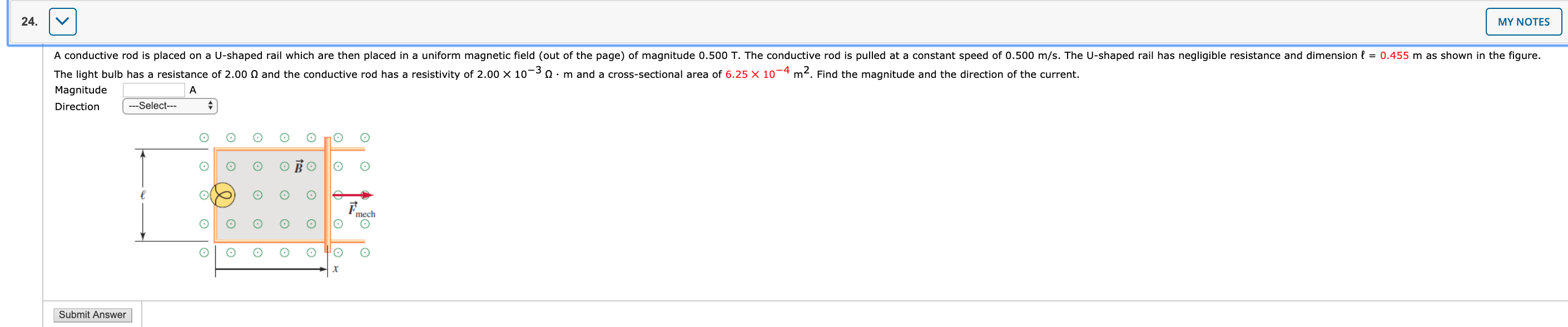 Solved 24. ♡ MY NOTES A conductive rod is placed on a | Chegg.com