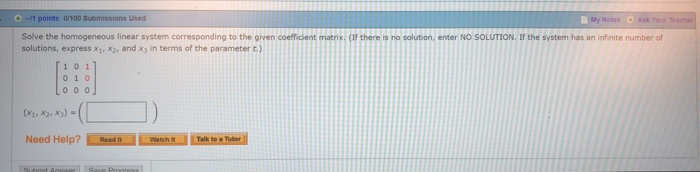 Solved Solve the homogenous linear system corresponding to | Chegg.com