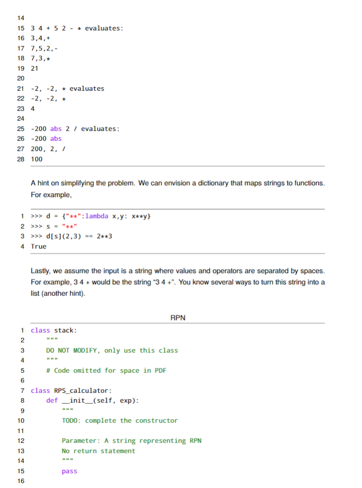 Solved Problem 2: Reverse Polish Notation Please read the | Chegg.com