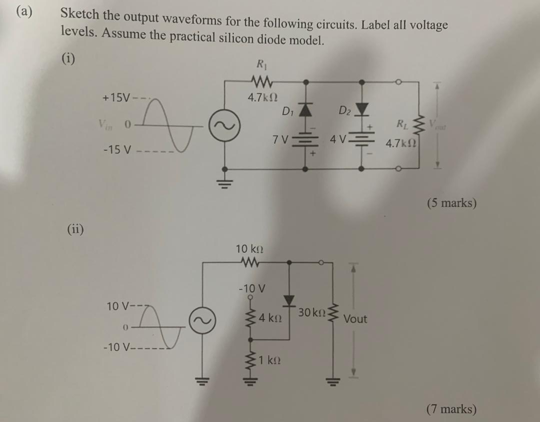 Solved (a) Sketch the output waveforms for the following | Chegg.com