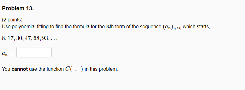 Solved Problem 13. (2 points) Use polynomial fitting to find | Chegg.com