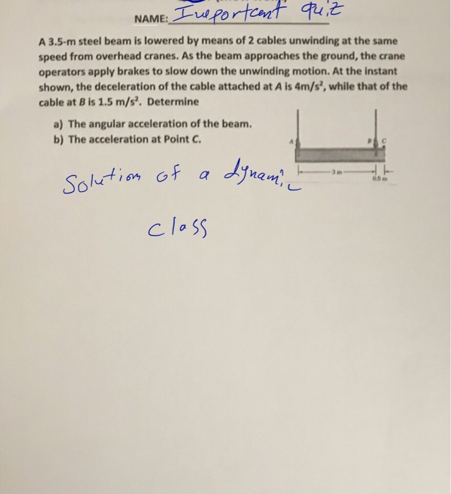 Solved A 3.5-m steel beam is lowered by means of 2 cables | Chegg.com