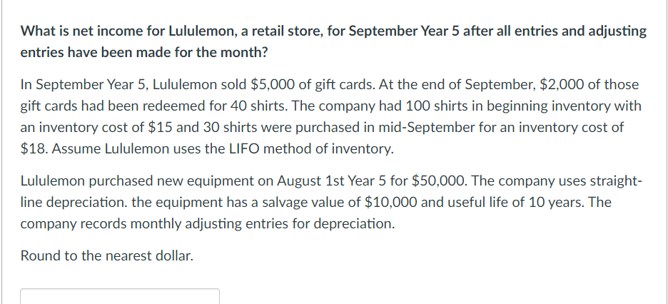 Solved What is net income for Lululemon, a retail store, for | Chegg.com