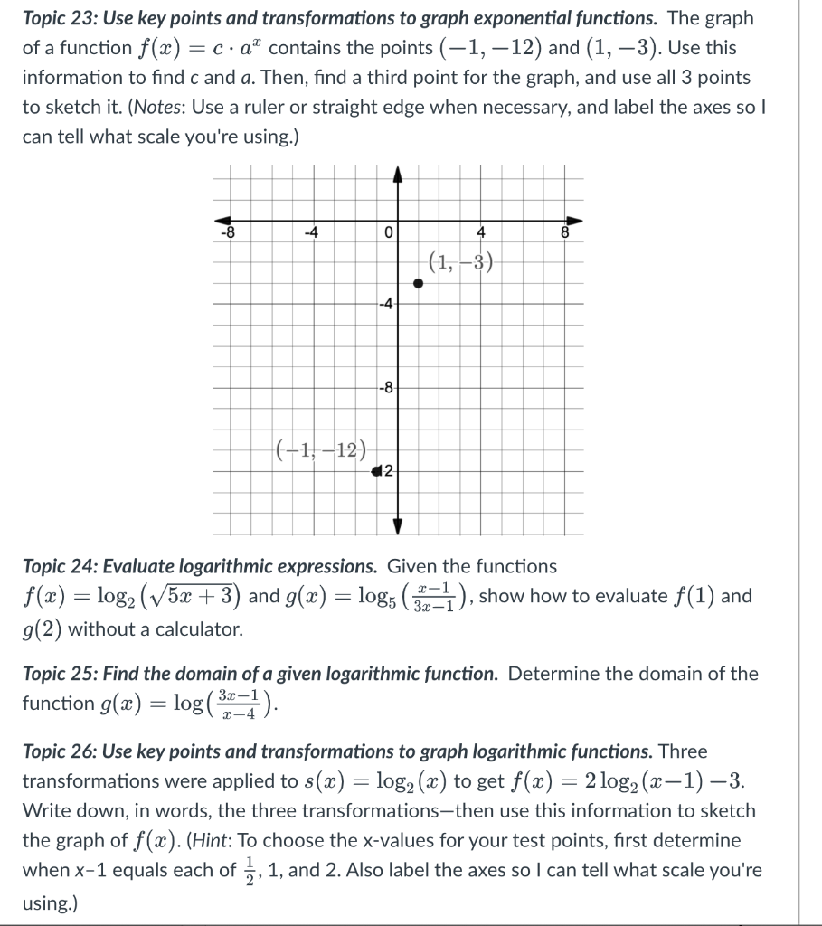 Solved =C Topic 23: Use key points and transformations to | Chegg.com