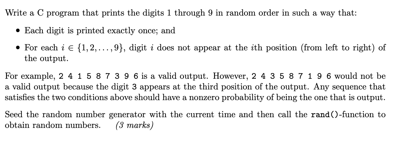 Solved Write a C program that prints the digits 1 through 9 | Chegg.com
