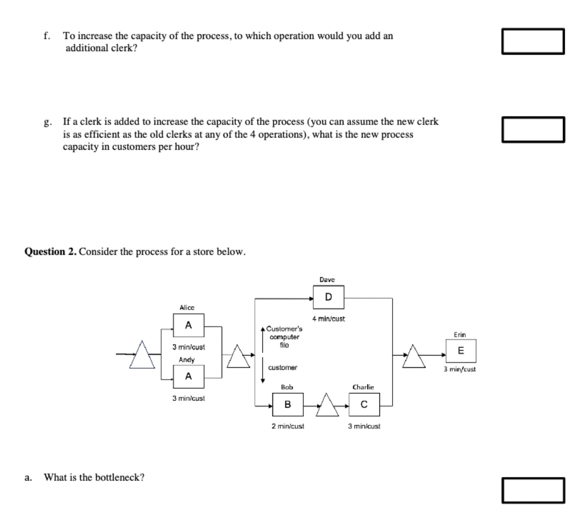 Solved f. To increase the capacity of the process, to which | Chegg.com