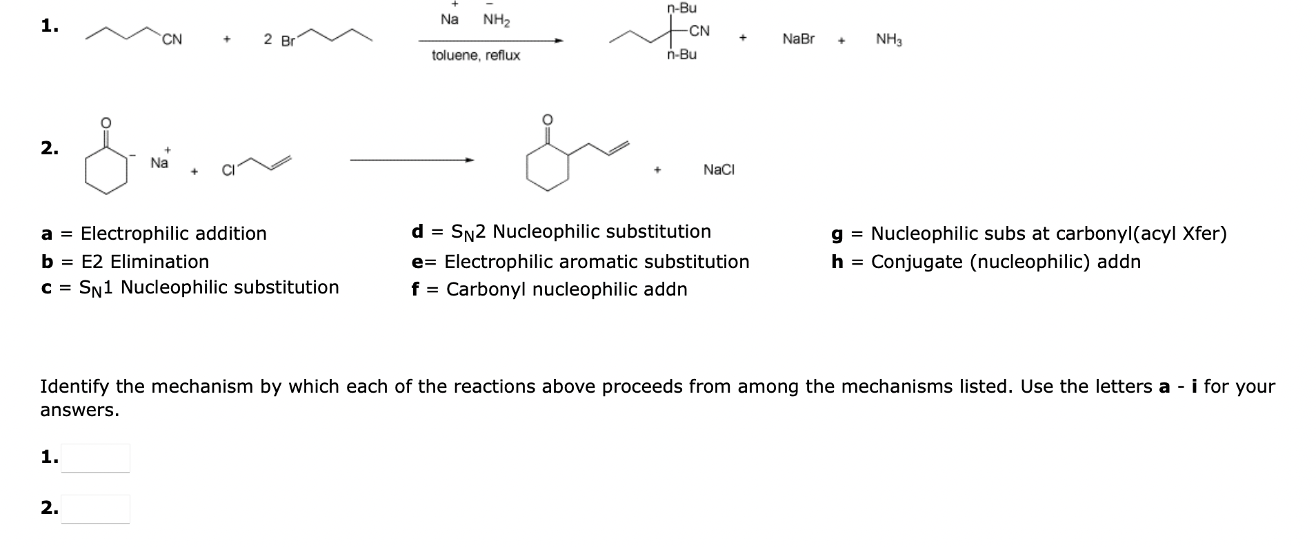 Solved 1. +2Br toluene, reflux NaNH2 2. +NaCl a= | Chegg.com