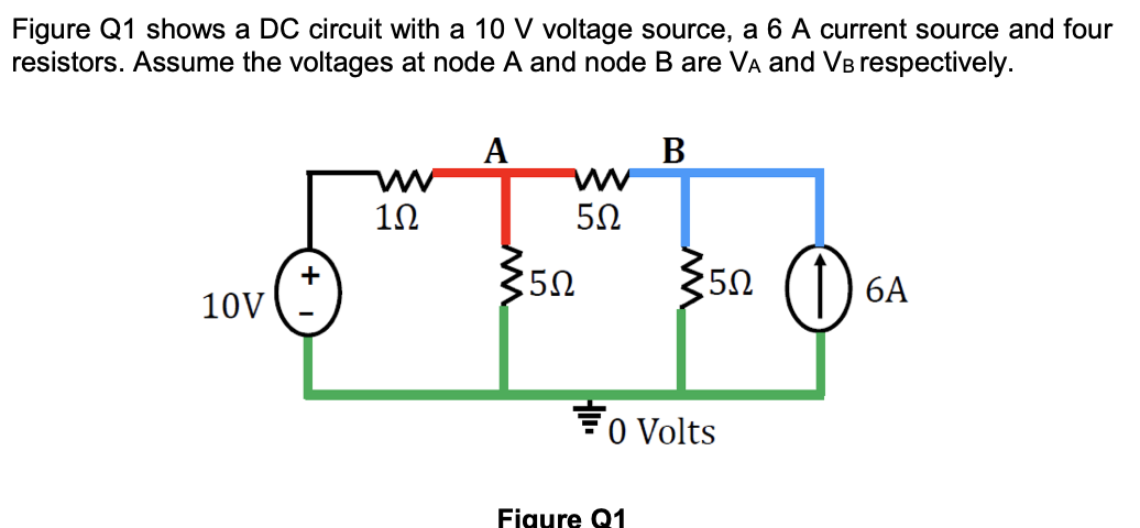 Solved Figure Q1 shows a DC circuit with a 10 V voltage | Chegg.com