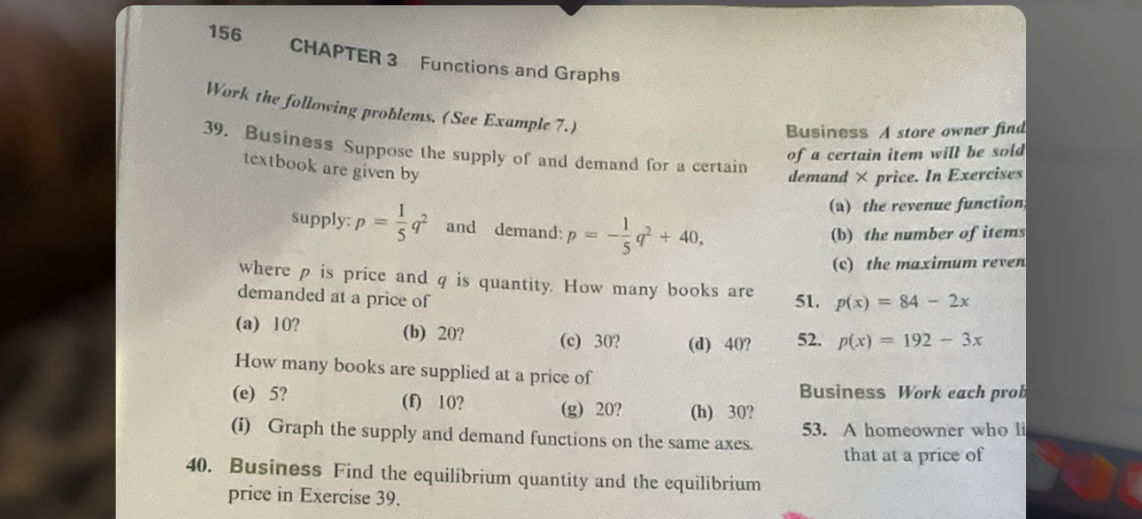 Solved 156 CHAPTER 3 Functions and Graphs Work the following | Chegg.com