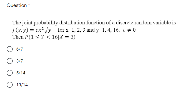 Solved Question * The joint probability distribution | Chegg.com