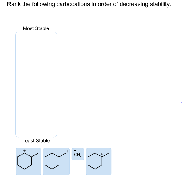 Solved Rank the following carbocations in order of | Chegg.com