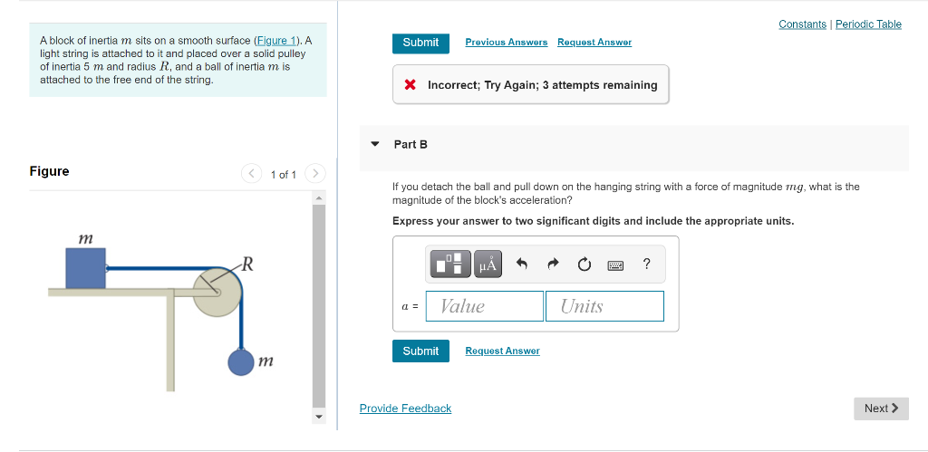 Solved Constants Periodic Table A block of inertia m sits on | Chegg.com