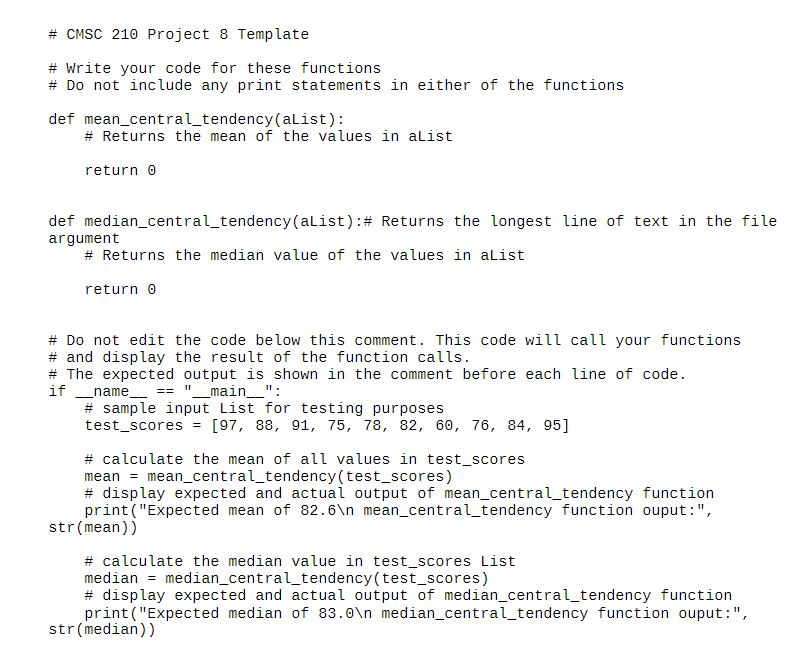Solved # CMSC 210 ﻿Project 8 ﻿TemplateProgram: Central | Chegg.com