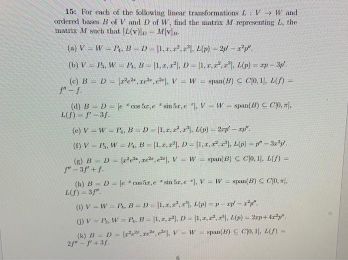 15: For each of the following linear transformations | Chegg.com