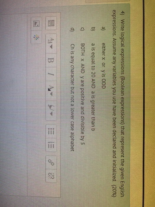 Solved 4) Write logical expressions (Boolean expressions) | Chegg.com