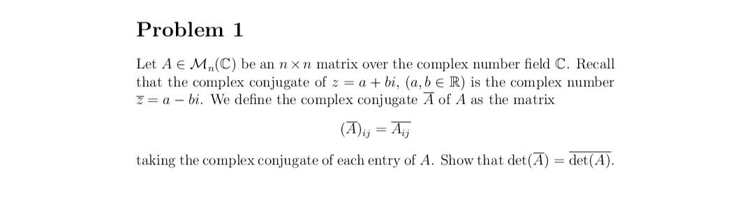 Solved Let A∈Mn(C) be an n×n matrix over the complex number | Chegg.com