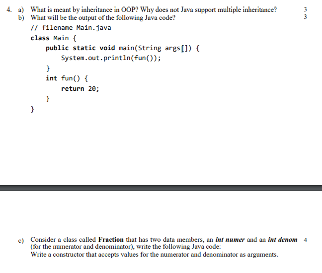Solved 3 3 4. a) What is meant by inheritance in OOP? Why | Chegg.com