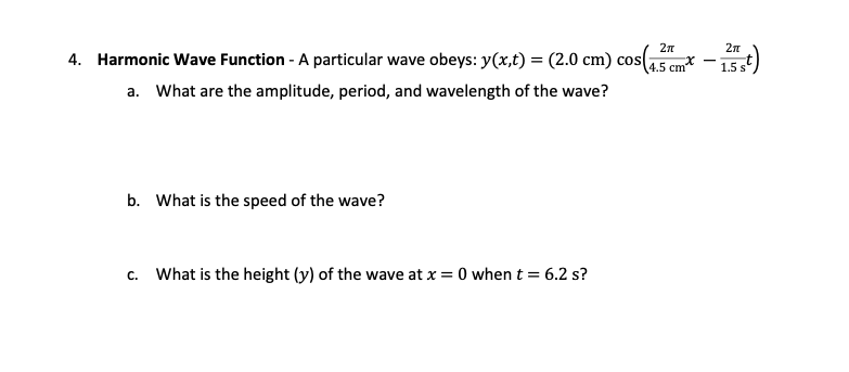 Solved 21 4. Harmonic Wave Function - A particular wave | Chegg.com