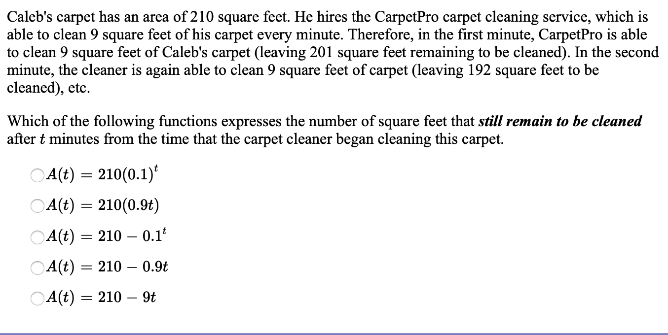 Solved Caleb's carpet has an area of 210 square feet. He | Chegg.com