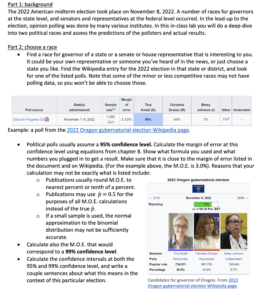 Part 1: background The 2022 American midterm election | Chegg.com