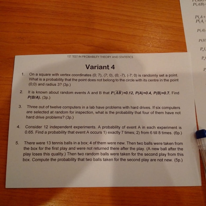 Solved P(AB) P(A+ PA P(A) P(H P,C ST TEST IN PROBABILITY | Chegg.com
