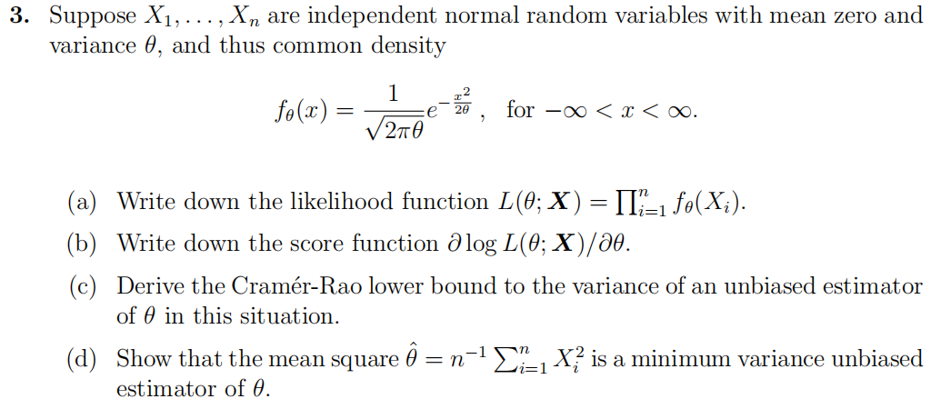Solved Suppose x1,dots,xn ﻿are independent normal random | Chegg.com