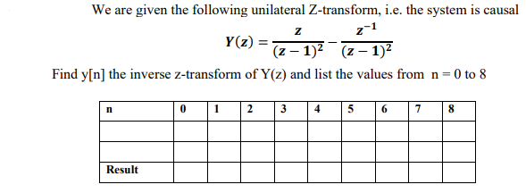 Solved We are given the following unilateral Z-transform, | Chegg.com