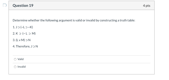 Question 19 4 pts Determine whether the following | Chegg.com