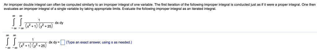 Solved An improper double integral can often be computed | Chegg.com